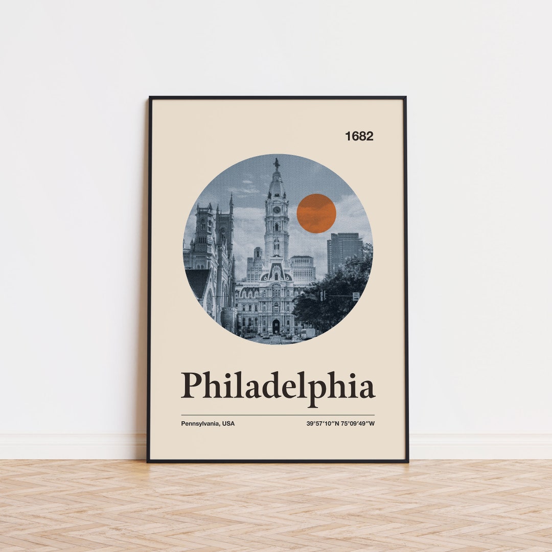 Philadelphia City Poster | Minimalist Art Print | City Poster | Mid ...