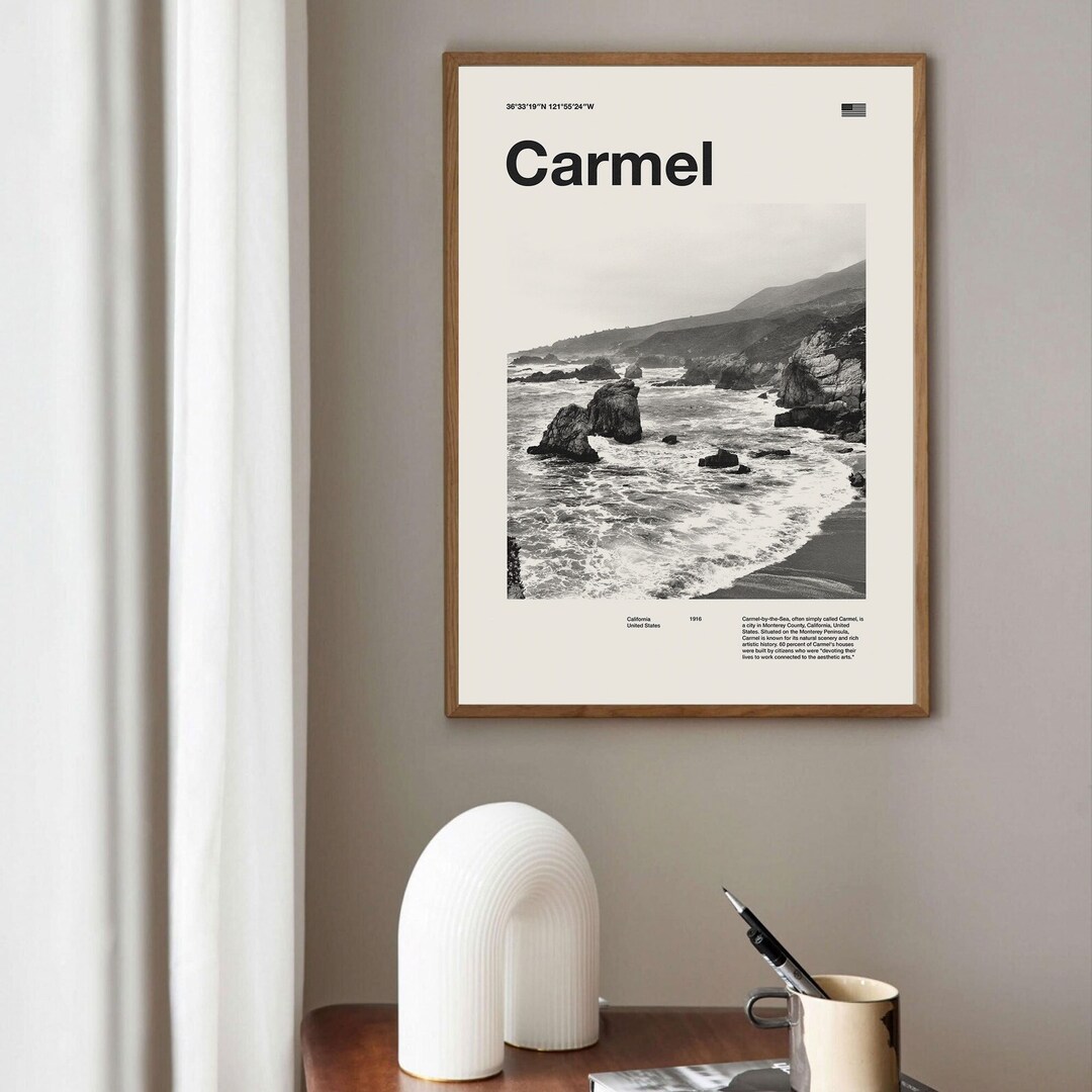 Carmel by the Sea City Art Print | Carmel Poster | Carmel Wall Art ...