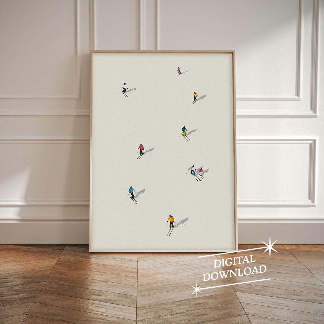 Mini Skiers Illustration | Ski Gifts | Winter Ski Print | Printable ...