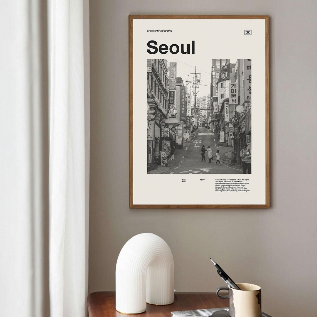 Seoul City Art Print | Seoul Poster | Seoul Wall Art | Mid Century ...