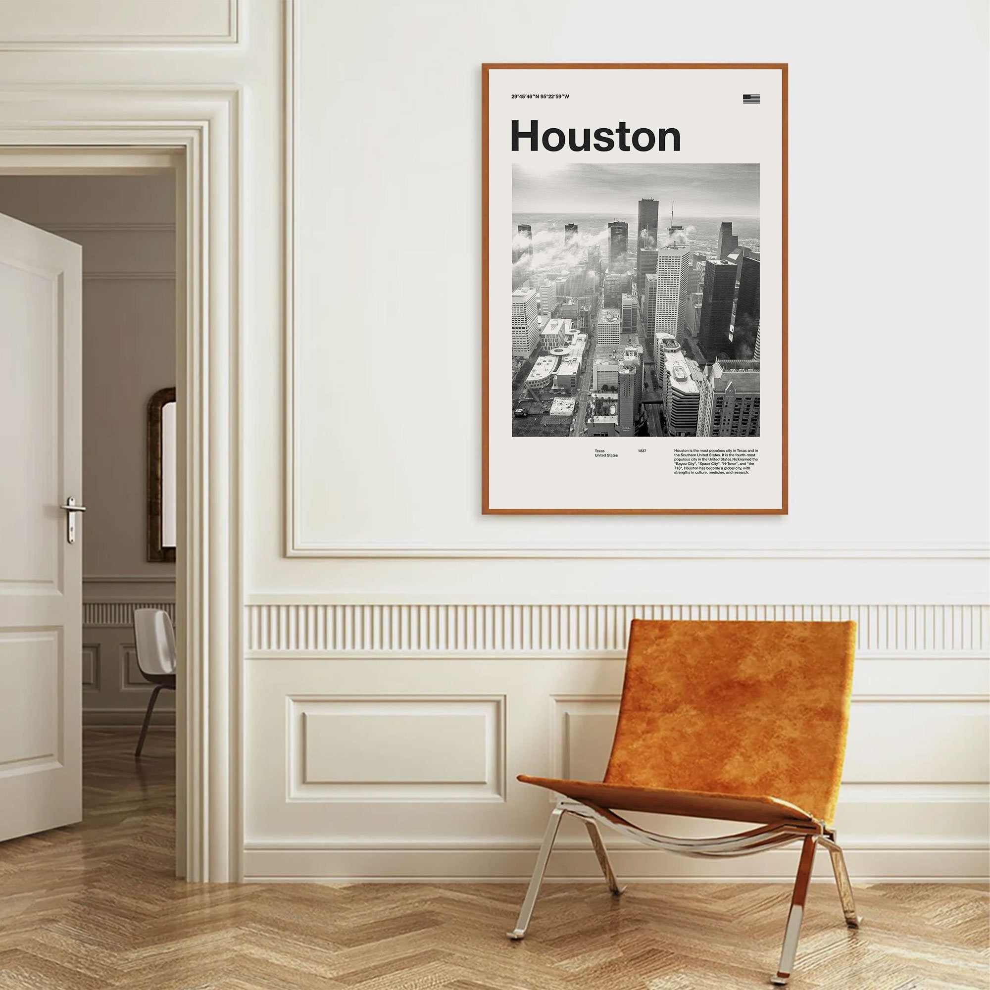 Houston Art Print Houston Poster Houston Wall Art Mid Century Poster ...