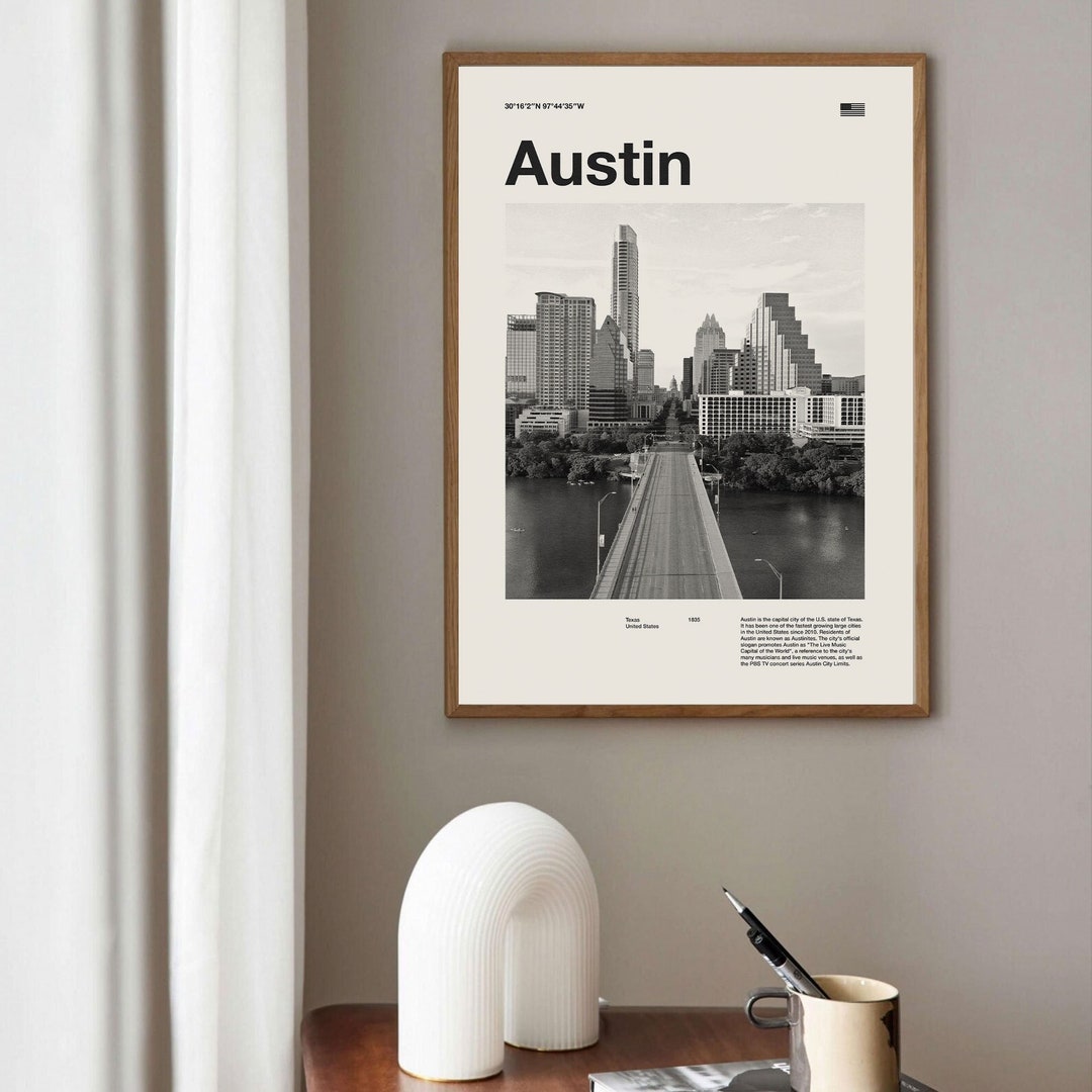 Austin Art Print | Austin Poster | Austin Wall Art | Mid Century Poster ...