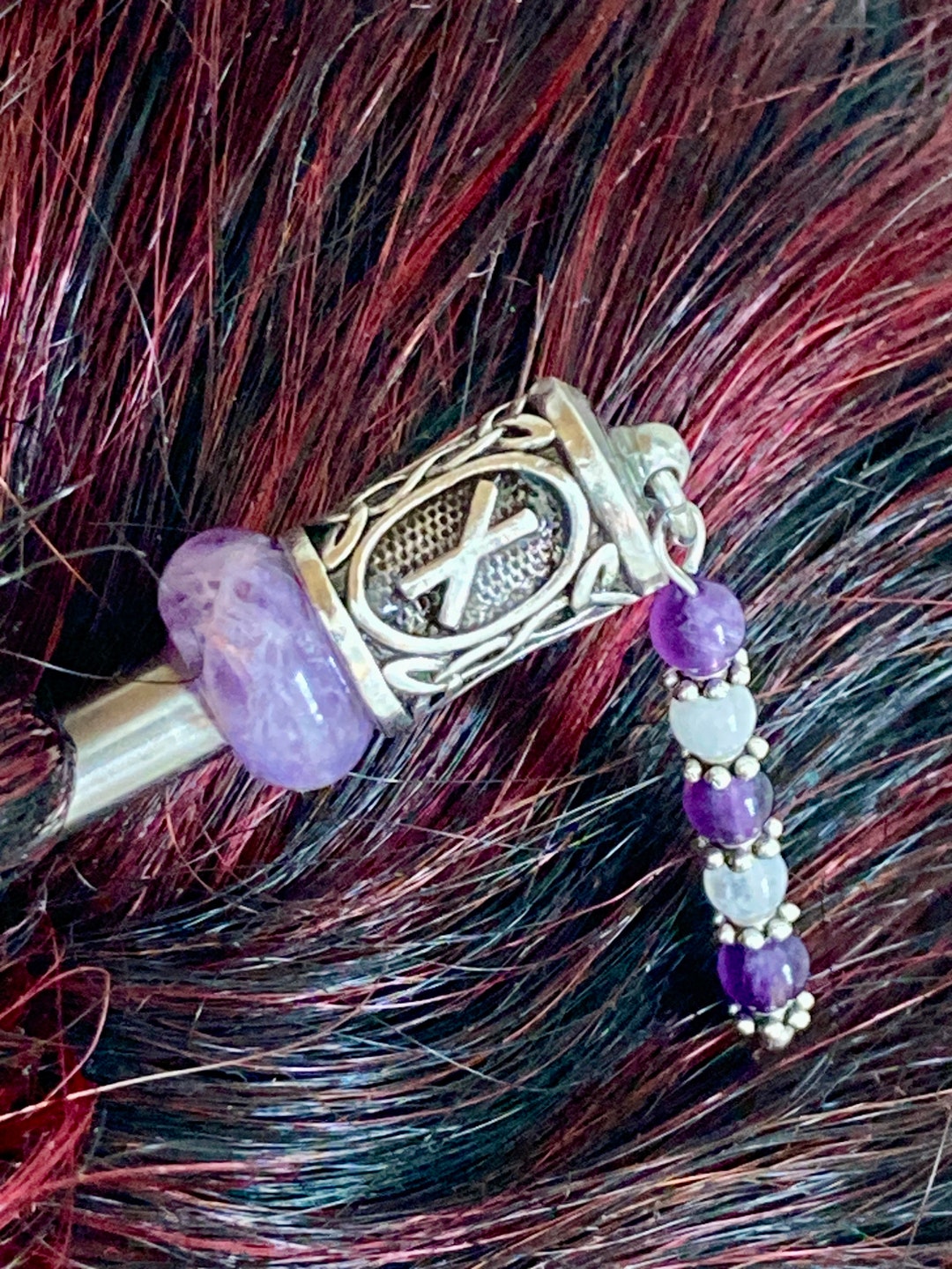 Norse Rune With Amethyst Stone Stainless Steel Hair Stick/pin. - Etsy