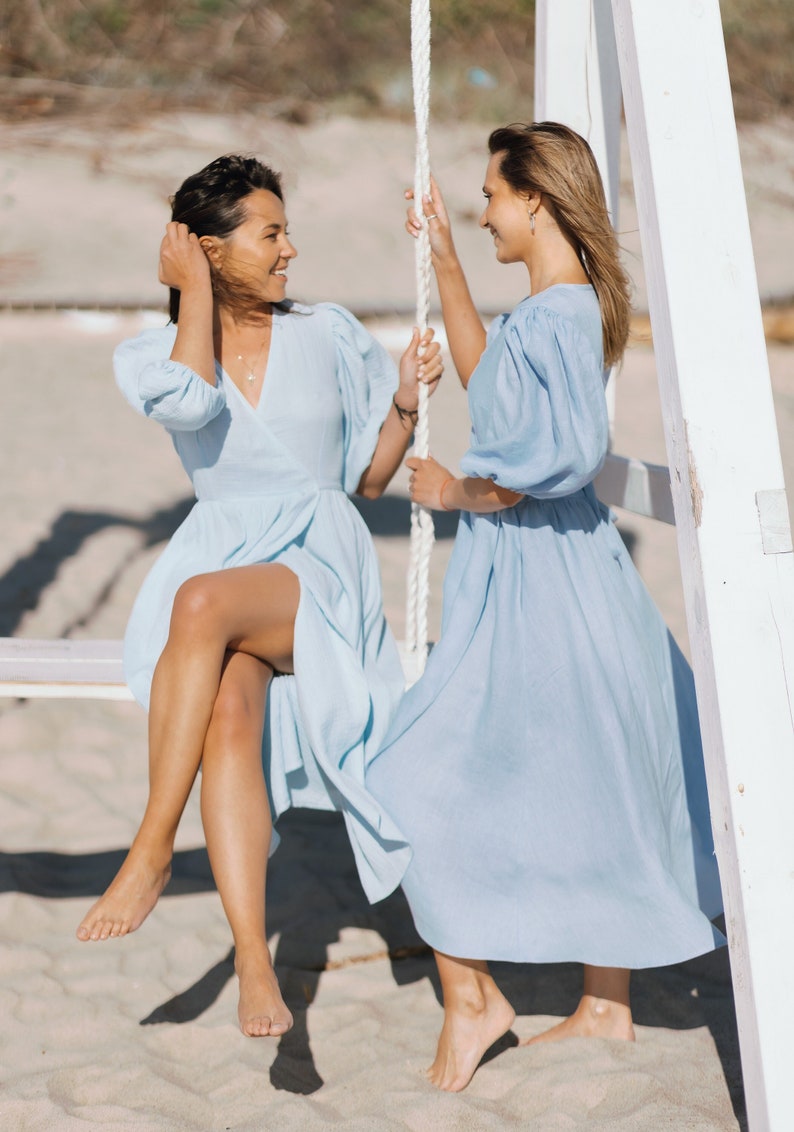 Wrap Linen Dress, Muslin Women Dress, Summer Dress, Spring Dress - Etsy