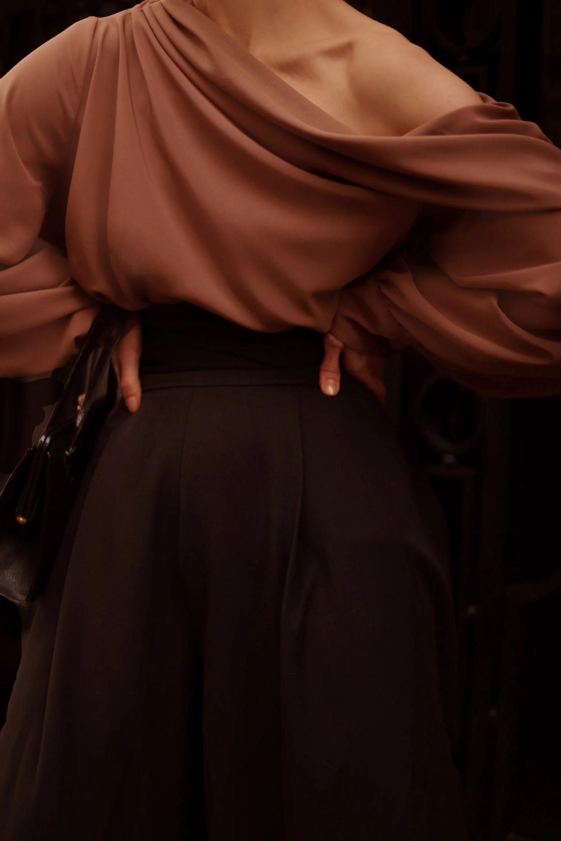 One Shoulder Top – Elegant Draped Formal Top With Pearl Button Sleeves ...