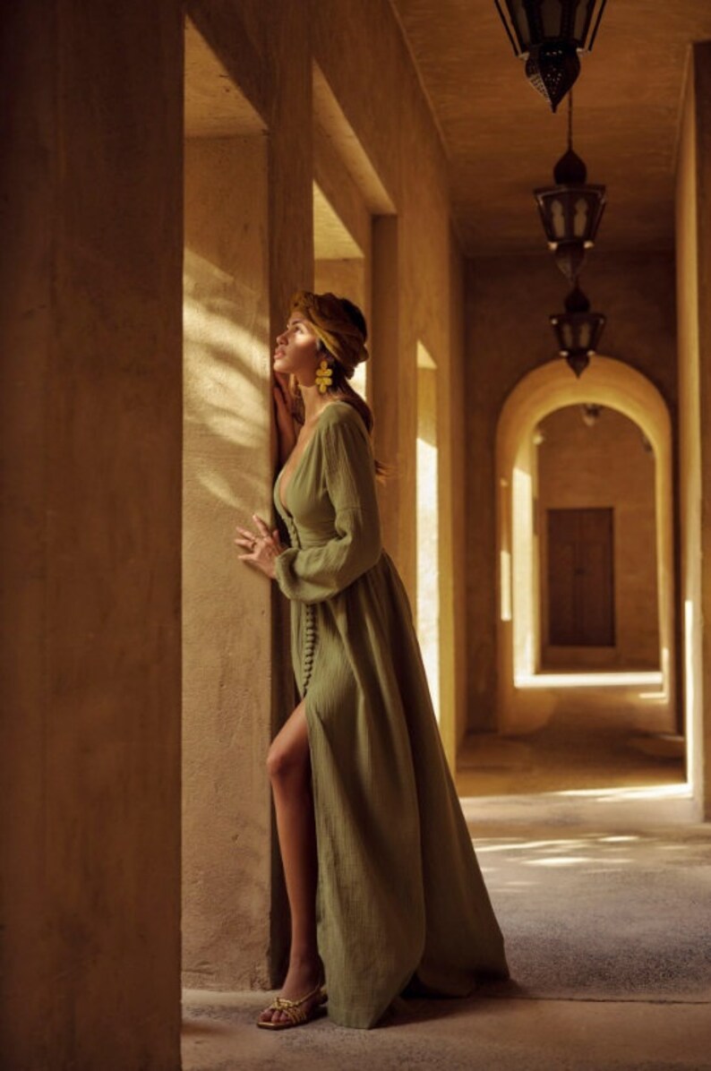 Olive Muslin Dress / Gauze Dress / Summer Dress - Etsy