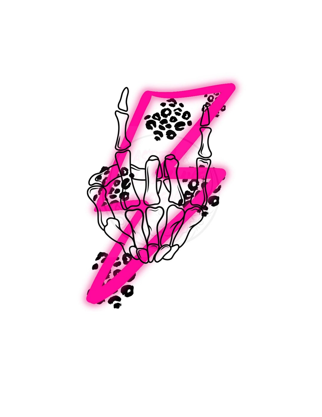Skellie Png- Skellie Neon Png- Rock on Png- Lightning Bolt Png- Rocker ...