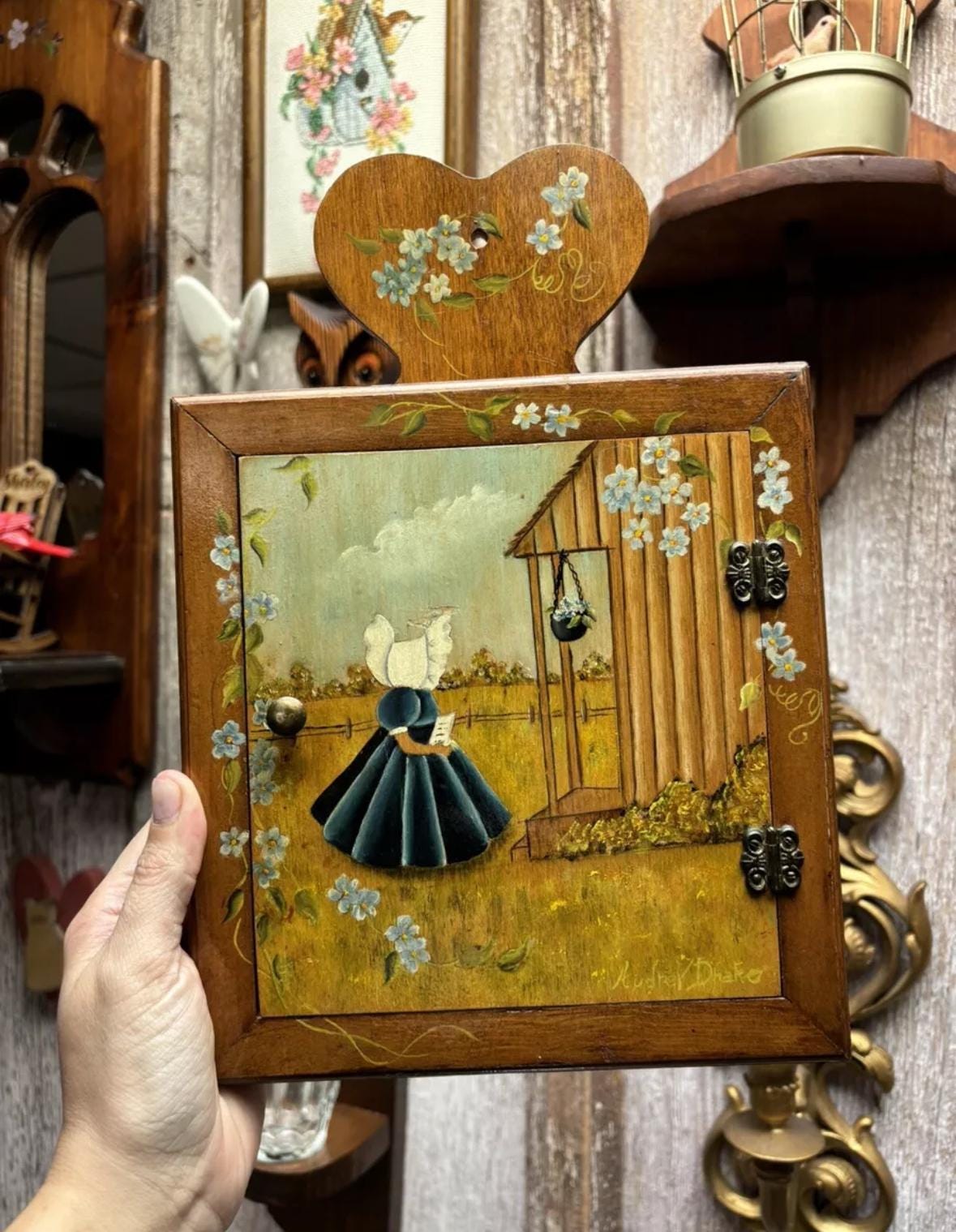 Vintage Key Box/wooden Key Cabinet, Wooden Key Holder, Cottagecore - Etsy