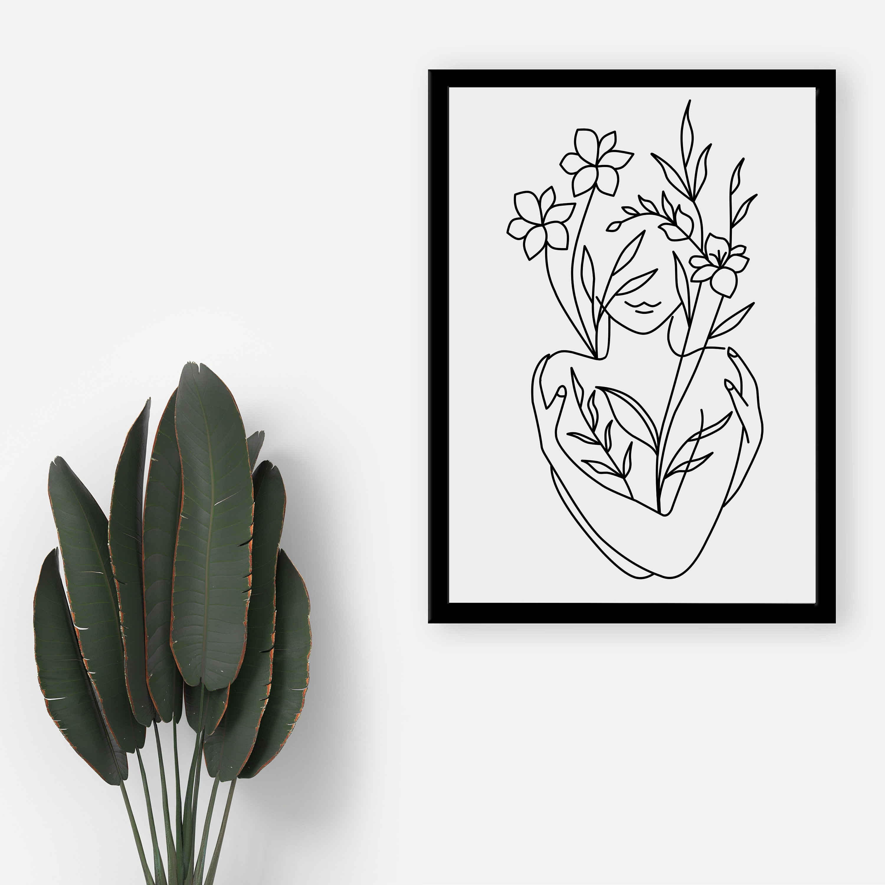 Woman Line Art, Black & White Wall Art, Home Décor, Digital Print ...