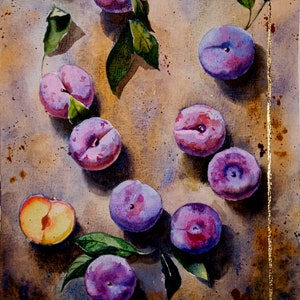 Fruit Still Life Painting Original Watercolor Boho Wall Art Watercolor ...