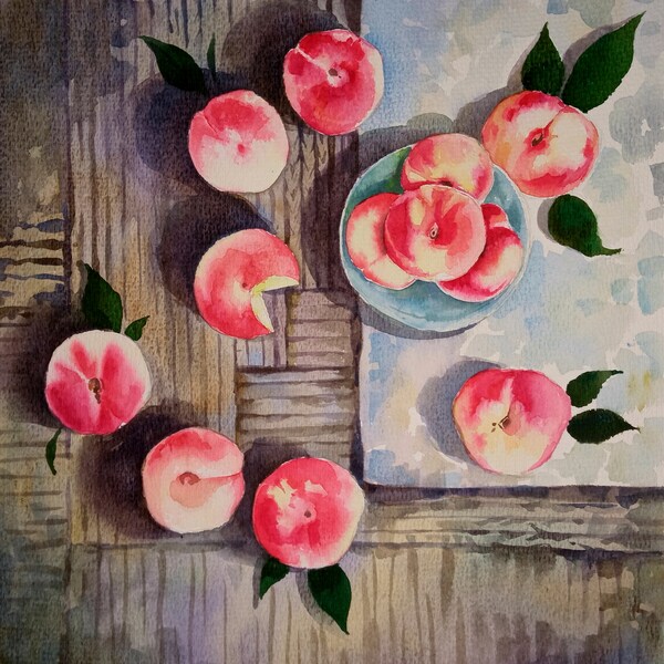 Peach Painting - Etsy