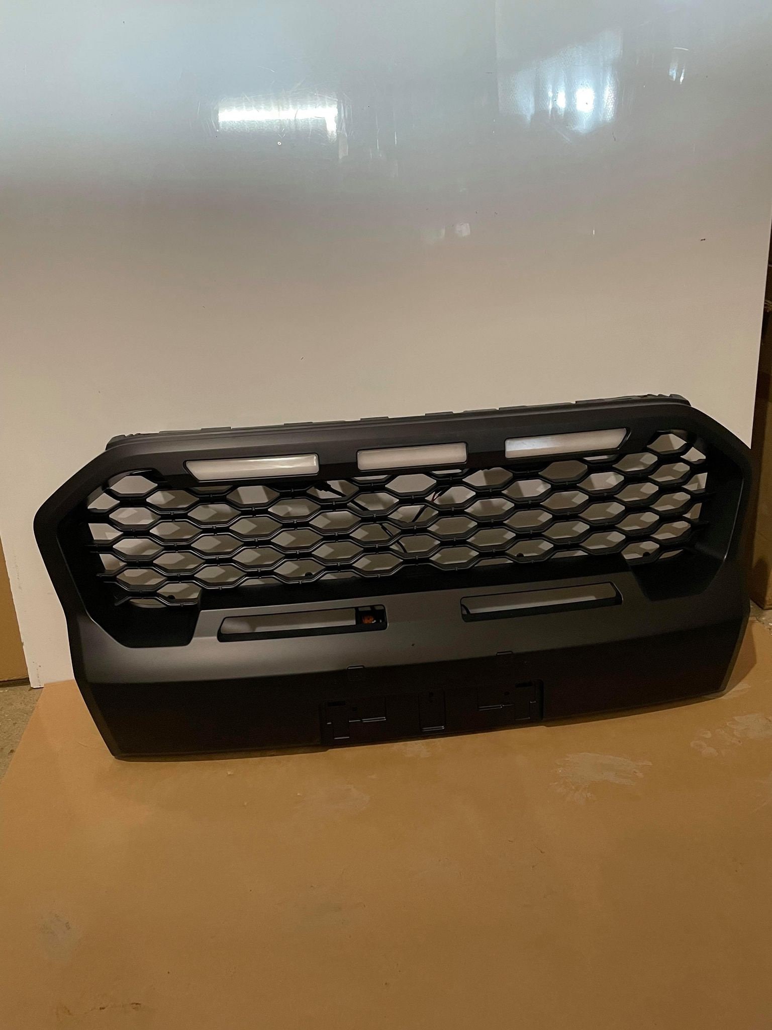 Angry Aftermarket Raptor Grill With White Day Light Running Lights Matt ...