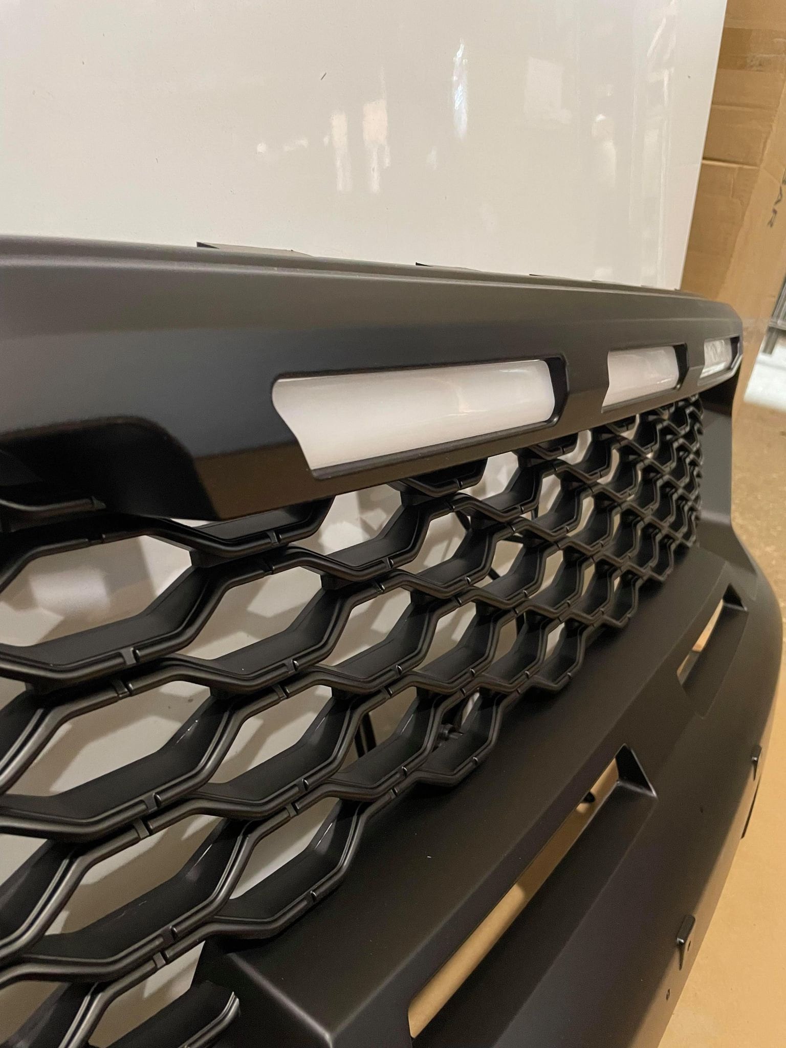 Angry Aftermarket Raptor Grill With White Day Light Running Lights Matt ...