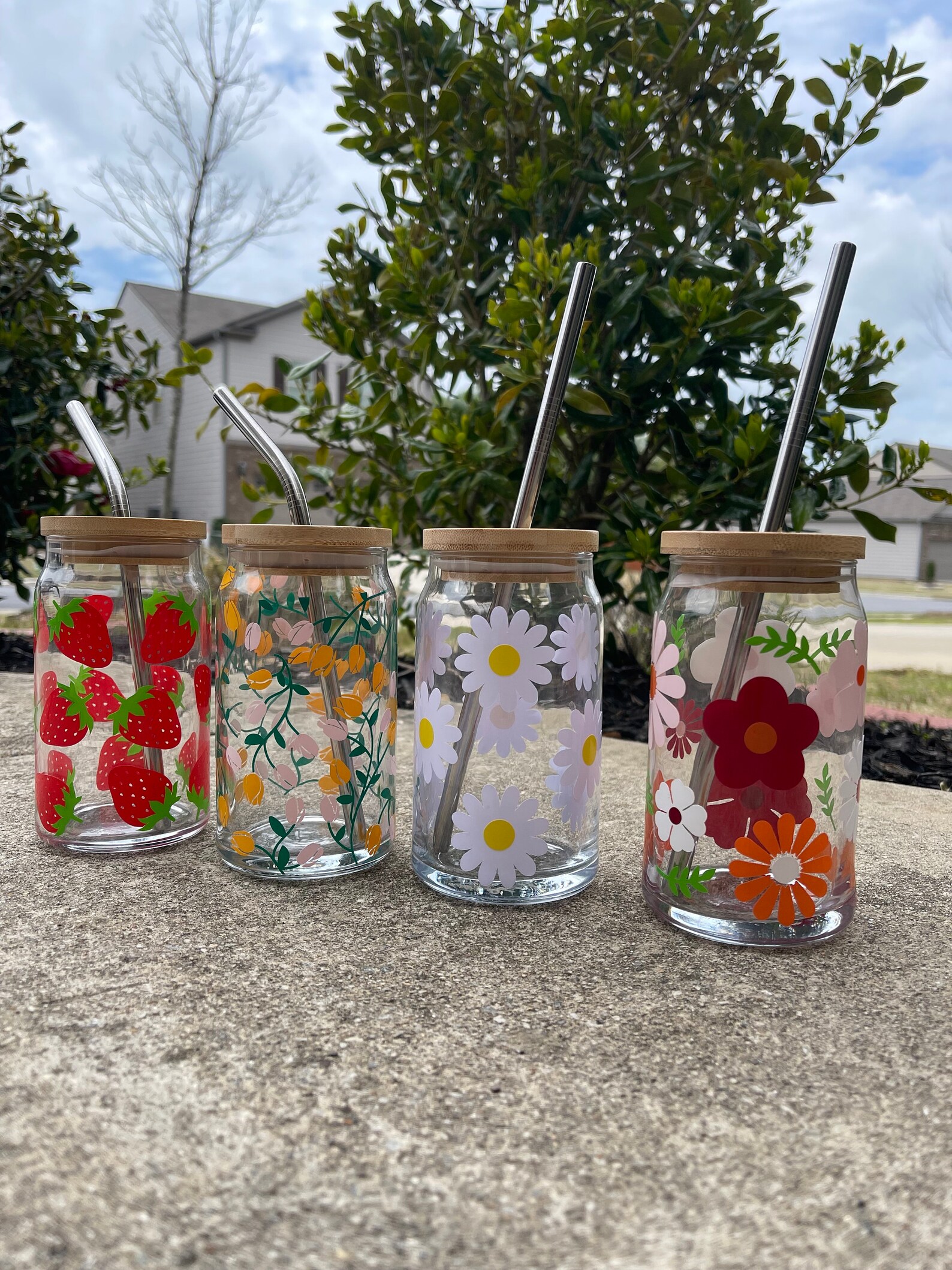 Bee Coffee Glass Coffee Glass With Lid Iced Coffee Cup - Etsy