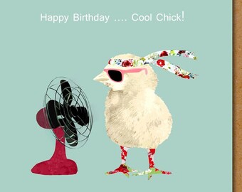 Cool Chick Birthday Card - Etsy