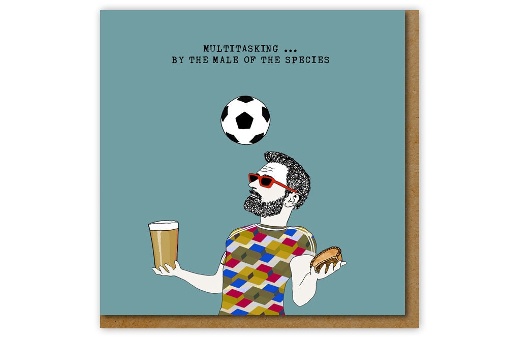 Funny Birthday Card for Him, Funny Card for Football Fan, Multitasking ...