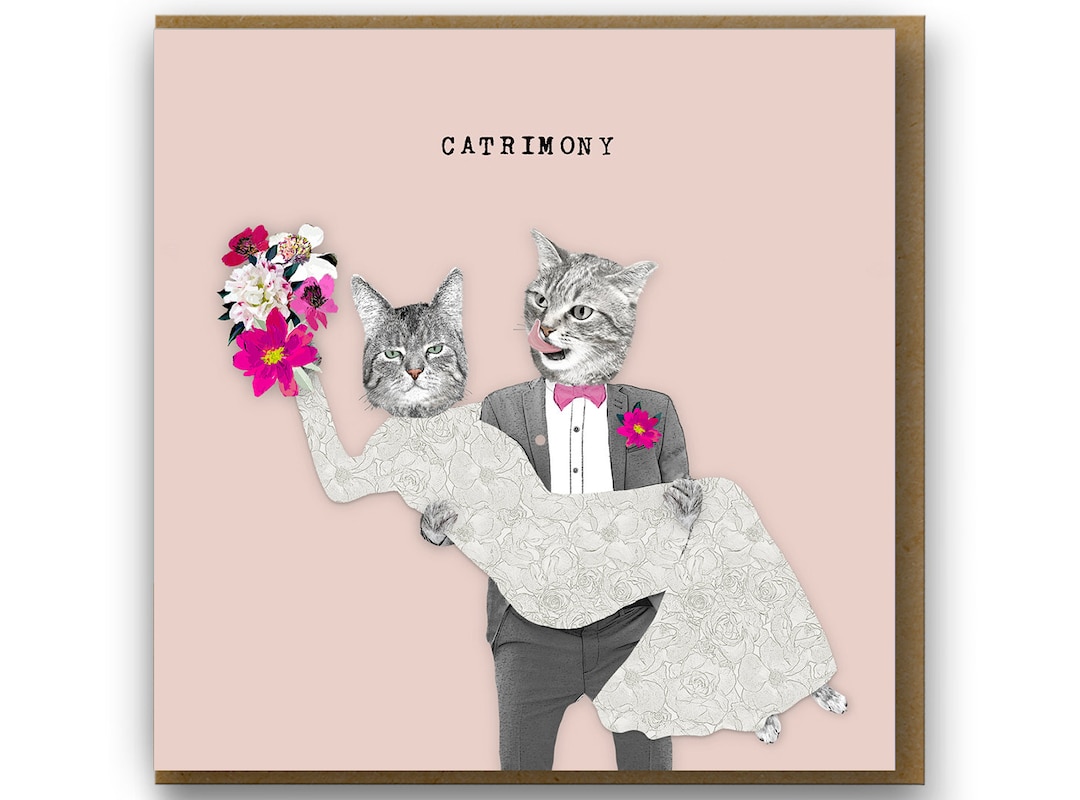 Cat Wedding Card, Catrimony, Fun Wedding Card for Cat Lover, - Etsy