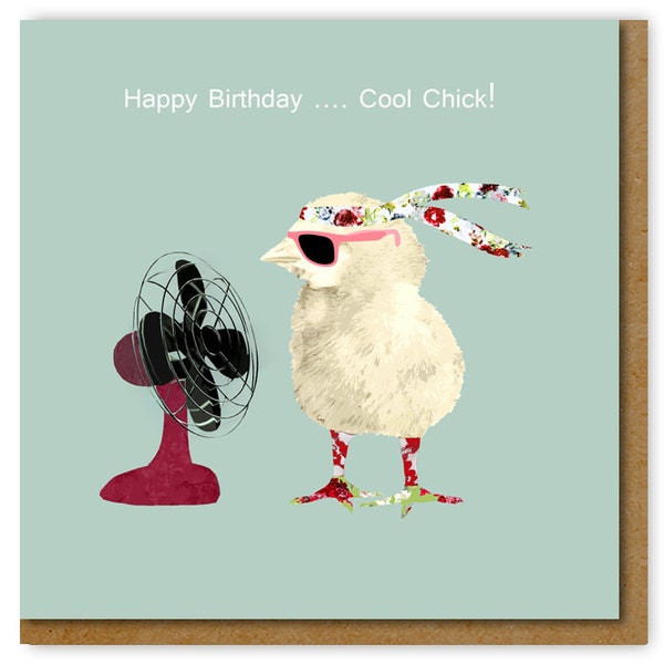 Cool Chick Birthday Card - Etsy
