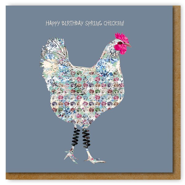 Spring Chicken Birthday Card - Etsy