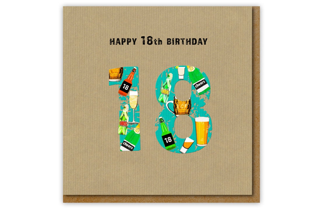 Happy 18th Birthday Card, Beer Drinking - Etsy UK