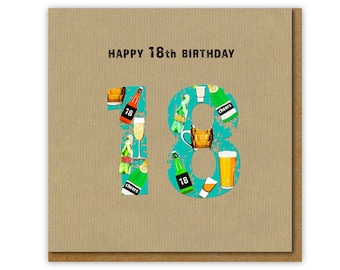 18TH BIRTHDAY CARD Happy 18th Birthday Card for Him Beer Birthday Card ...