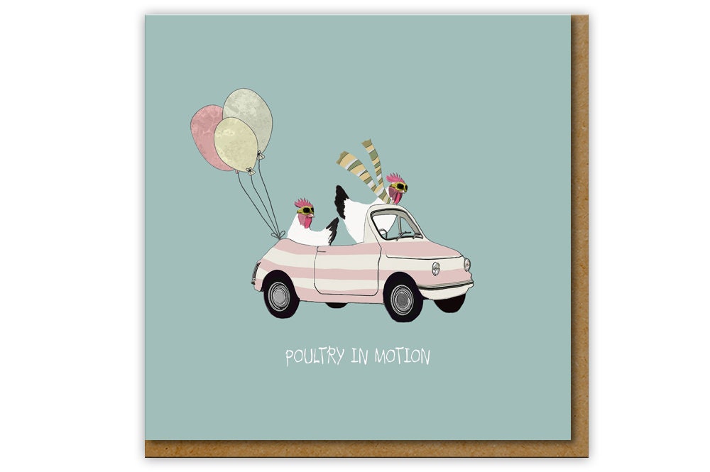 Poultry in Motion Birthday Card, Funny Card for Chicken Lover - Etsy
