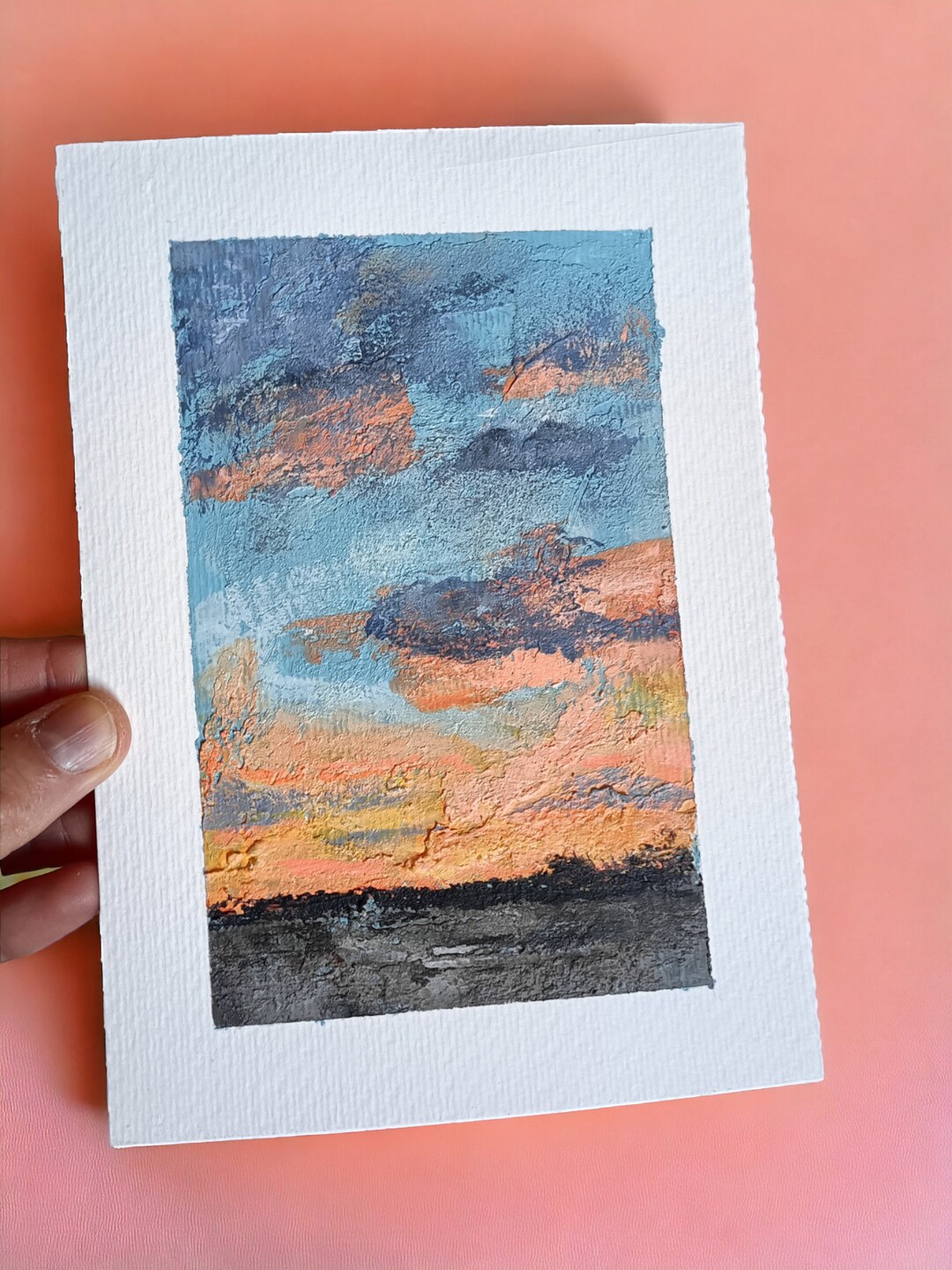 Abstract Sunset Cute Handmade Art Card - Etsy