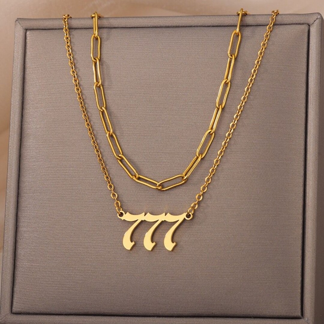 Angel Number Necklace, 14K Gold Necklace, Set of 2 Layered Necklaces ...