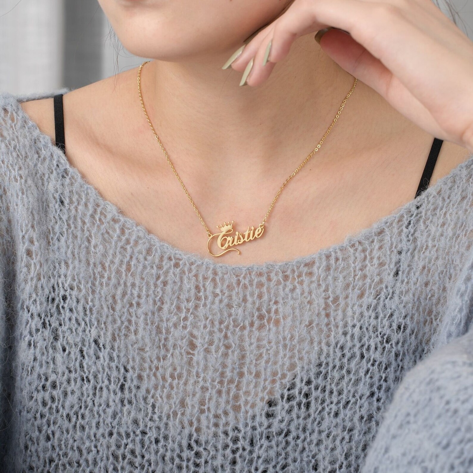 Custom Made Name Necklace, Gold Nameplate Necklace, Silver Name Plate ...