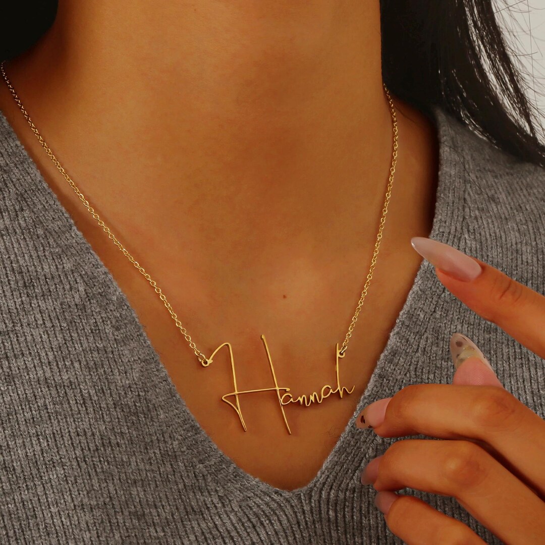 Custom Signature Name Necklace, Cursive Nameplate, Gold or Silver ...