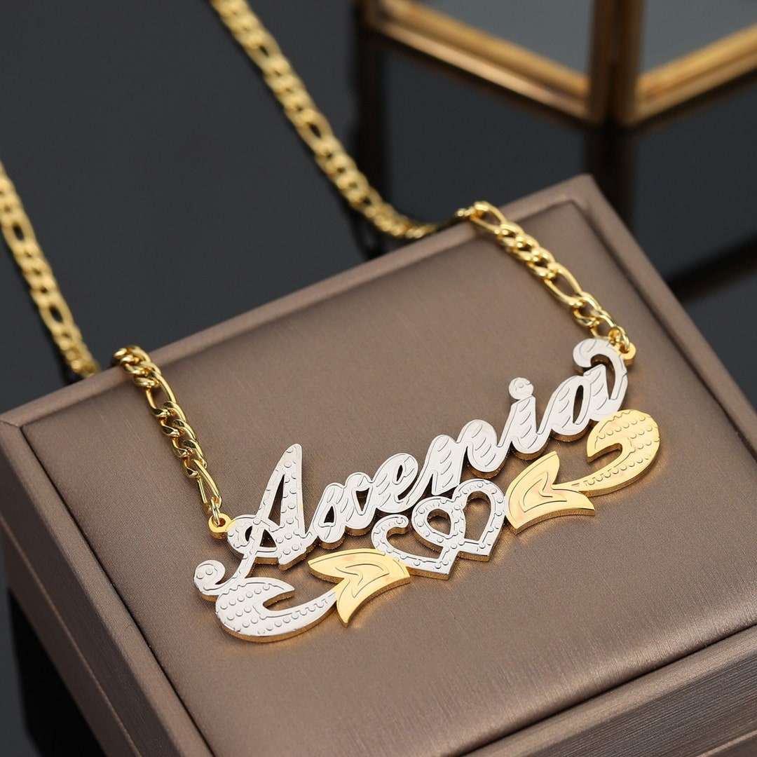 Custom Name Necklace, Nameplate Necklace, 18k Gold Plated Necklace ...