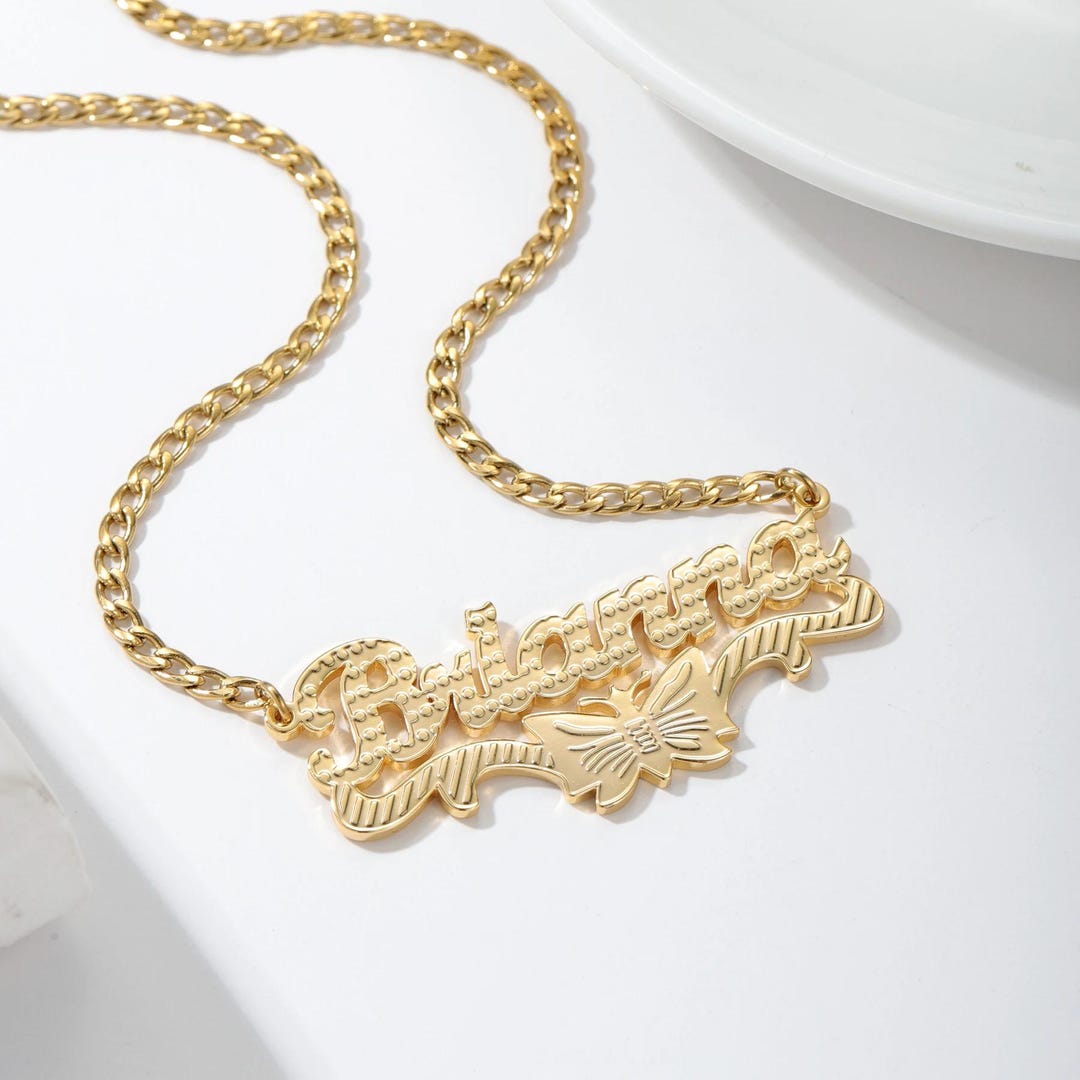 Nameplate Necklace, Gold Name Plate Necklace, Gold Plated Name Necklace ...
