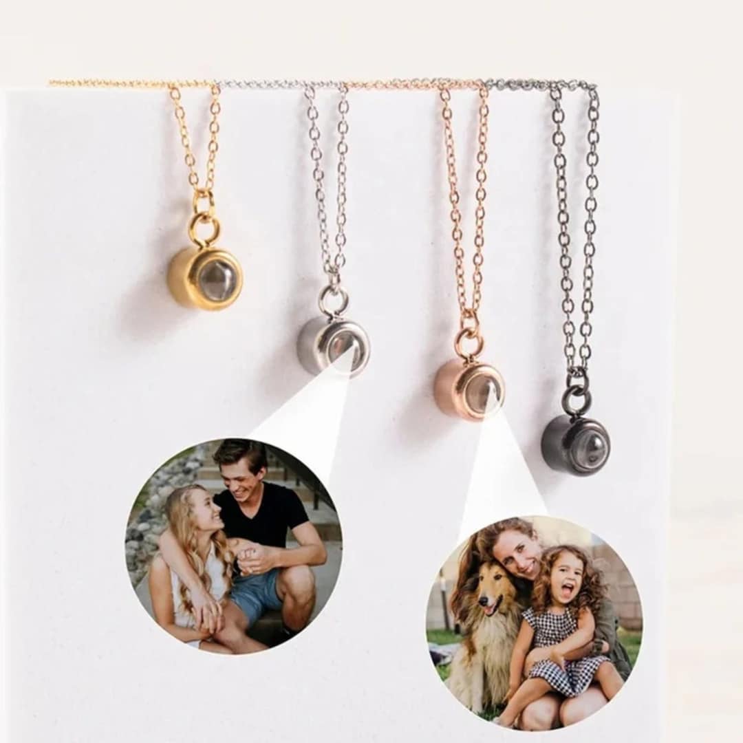 Personalized Bubble Projection Necklace, Customized Photo Projection ...