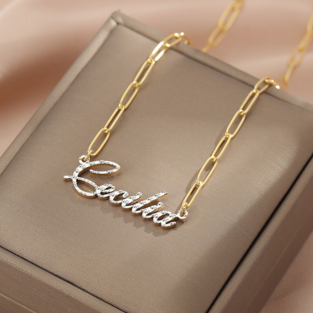 Gold Name Plate, Name Necklace, Simple Design Necklace, Birthday Gift ...