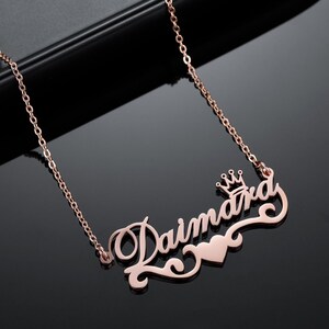 Nameplate 18k Gold Plated, Crown Name Necklace, Waterproof Name Plate ...