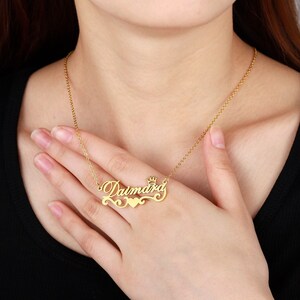 Nameplate 18k Gold Plated, Crown Name Necklace, Waterproof Name Plate ...