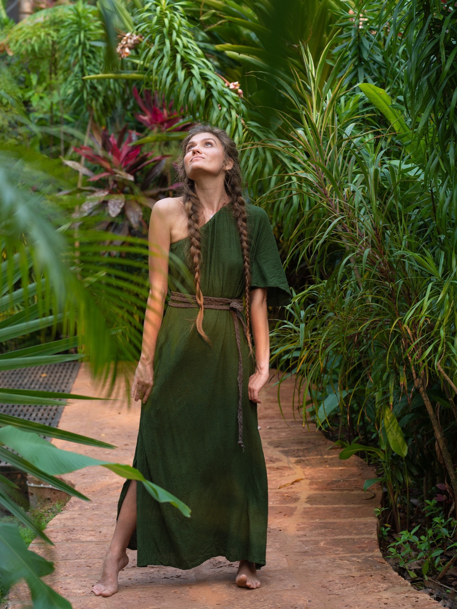 Bohemian Elegant Ethnic Boho Outfit One Shoulder Comfy Natural Raw Silk ...