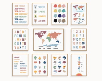 Educational Prints, Set of 10 Preschool Posters, Classroom Decor ...