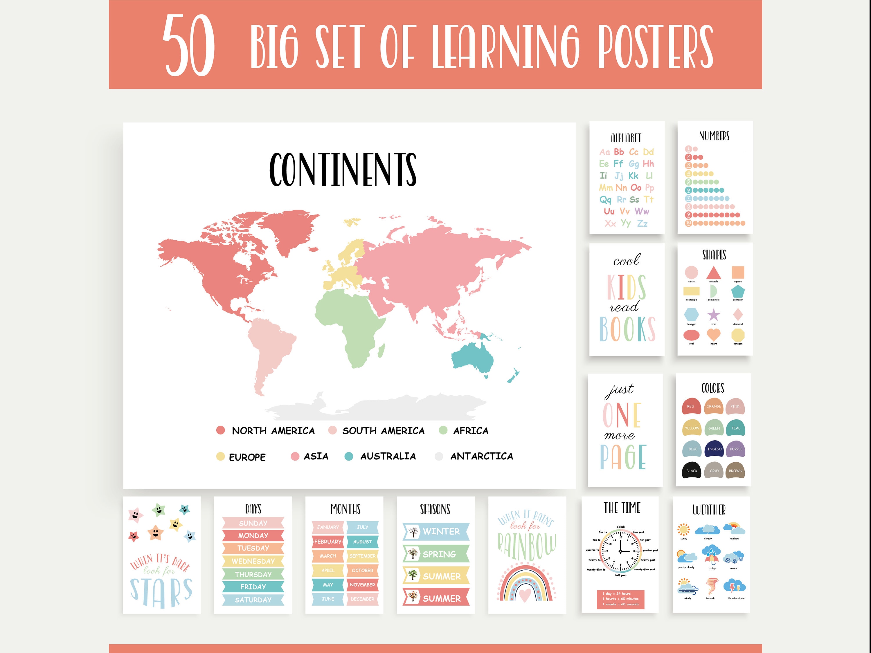 Set of 50 Educational Posters Classroom Decor Bundle - Etsy
