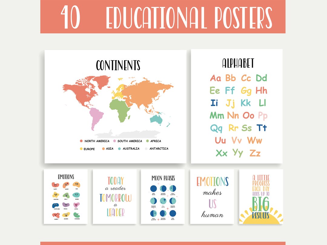 Educational Posters Set, 40 Homeschool Prints, Montessori Classroom ...