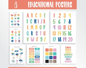 Homeschool Decor, Classroom Decor, Educational Prints, Set of 10 ...