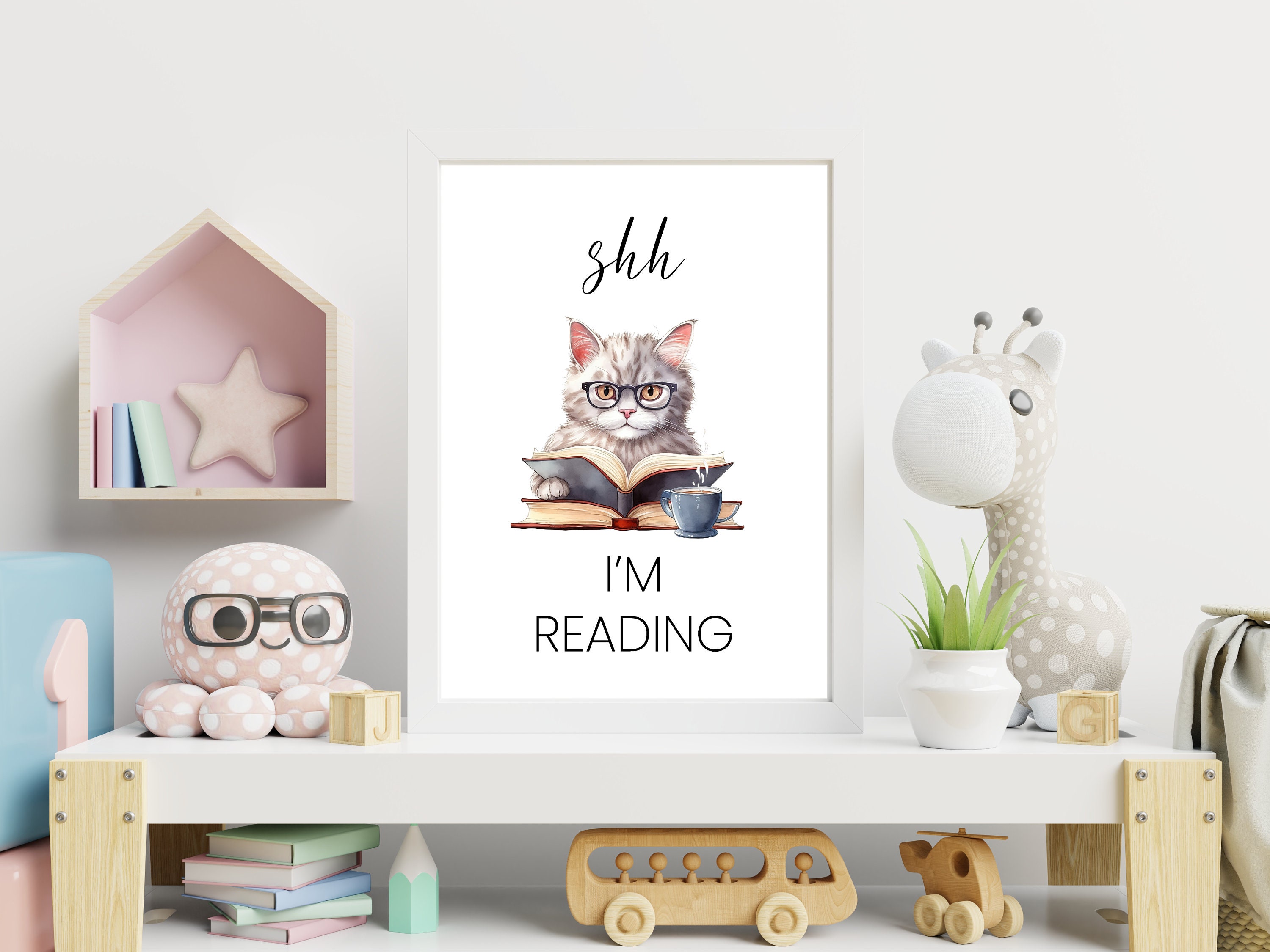 Shh I'm Reading, Reading Poster, Reading Prints, Reading Printable ...