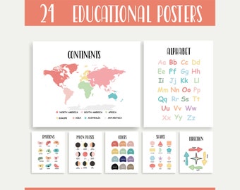 Homeschool Decor, Classroom Decor, Educational Prints, Set of 10 ...