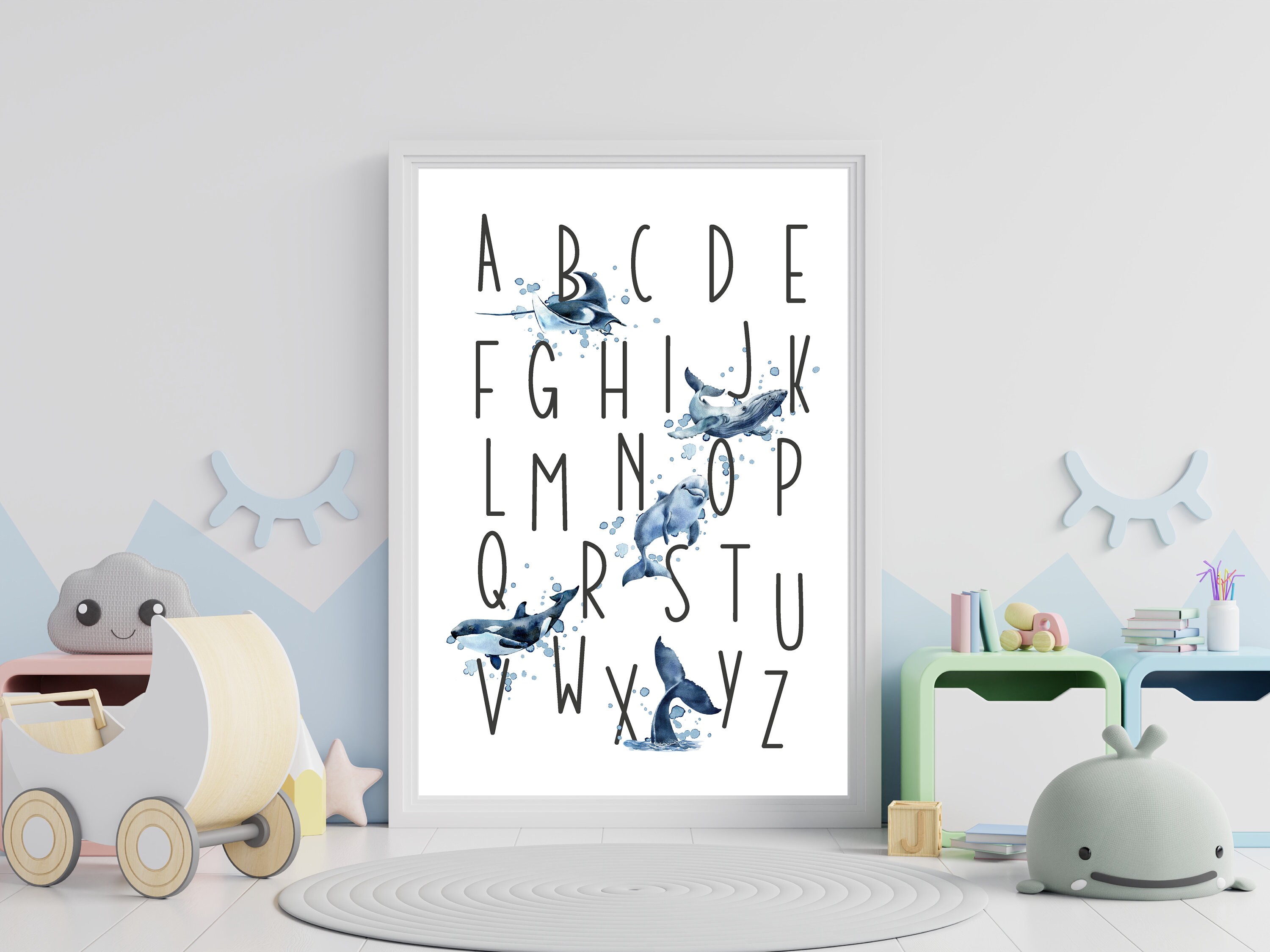 Ocean Alphabet Poster, Sea Animals Alphabet Poster, Nautical Alphabet ...