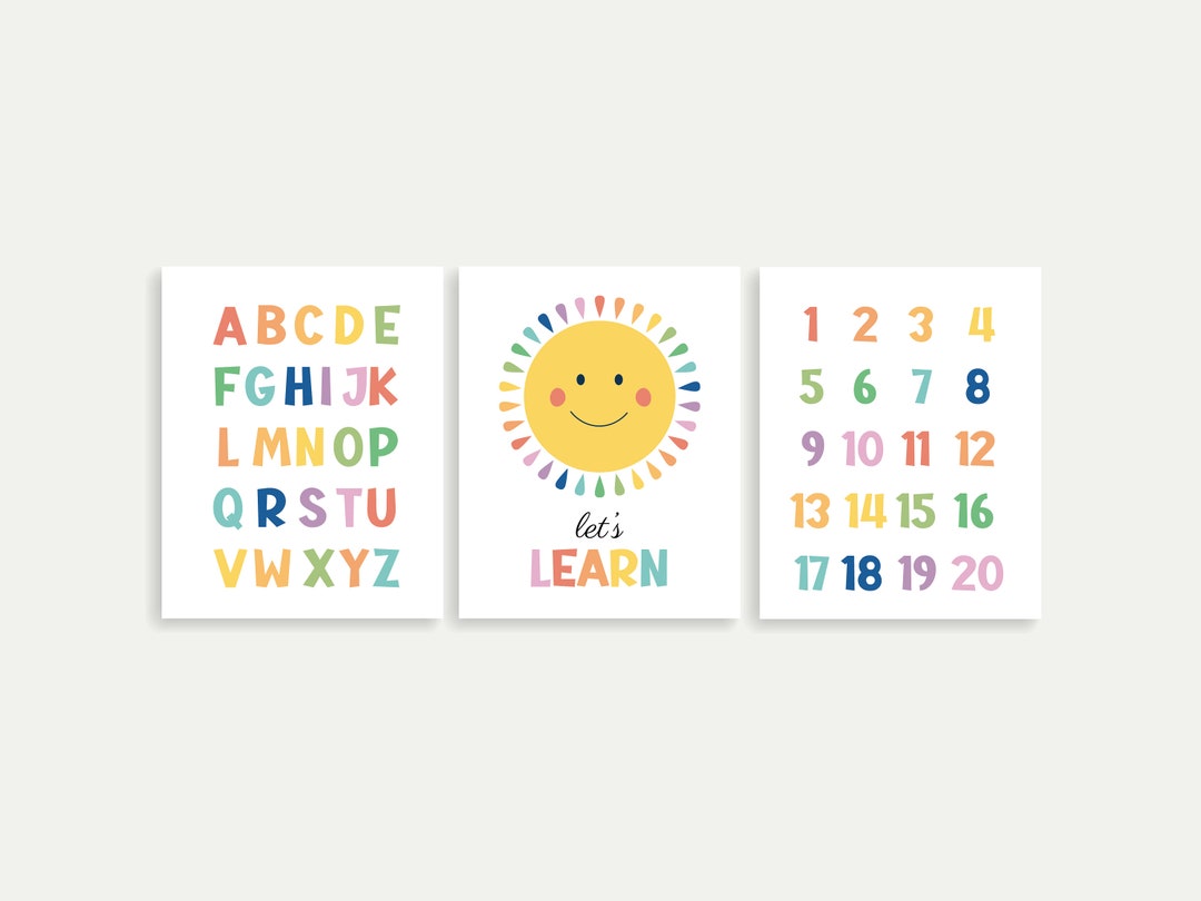 Alphabet Poster, Numbers Poster 1-20, 123 Prints, ABC Prints, Printable ...