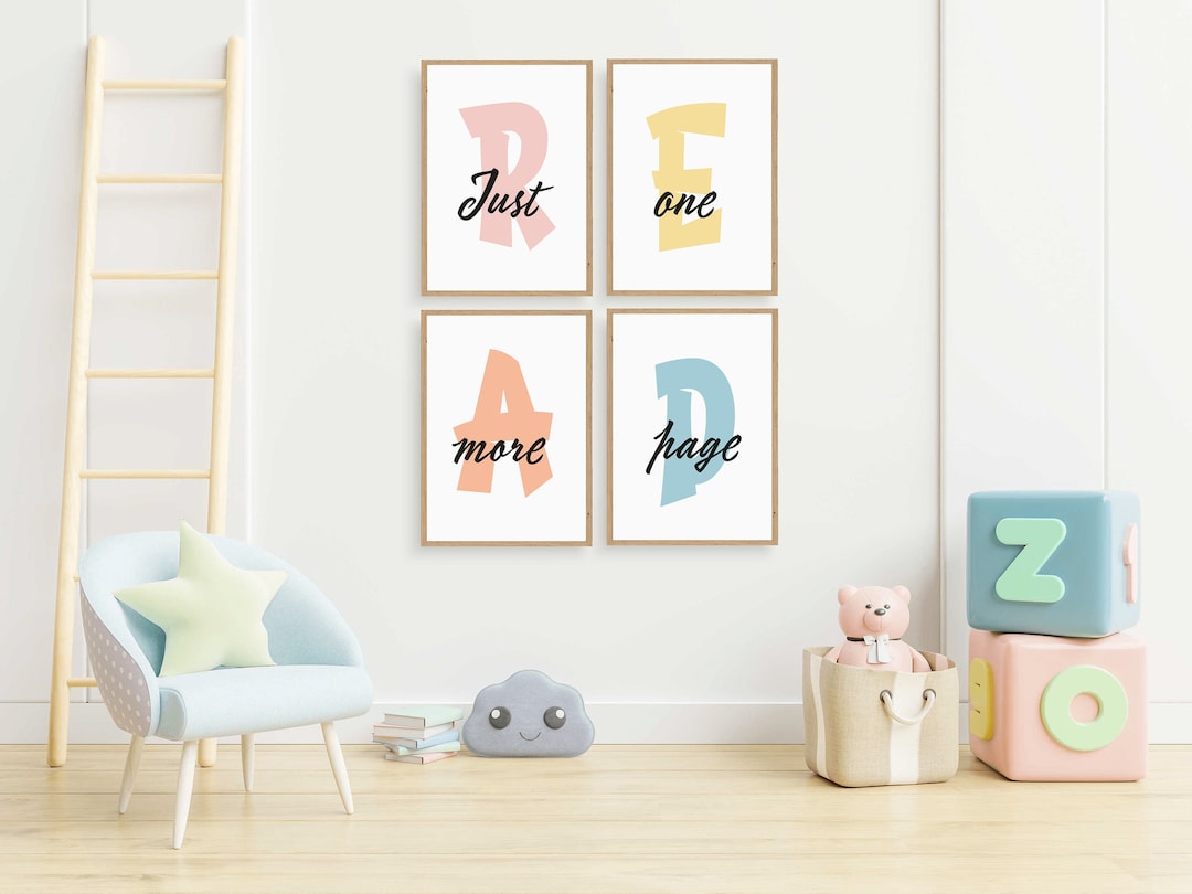 Kids Reading Posters, Pastel Reading Posters, Reading Corner Print ...