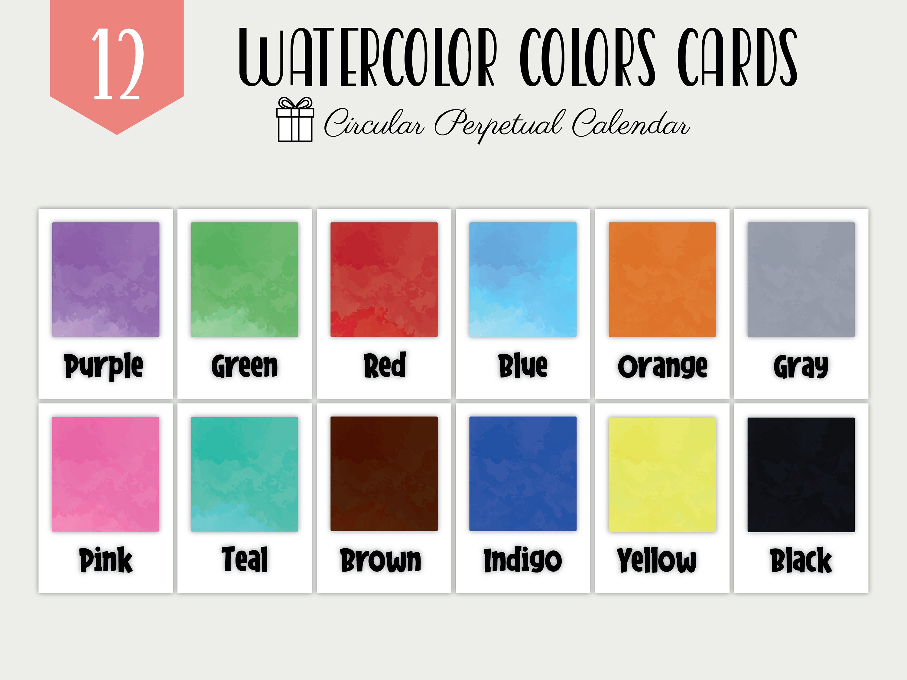 Color Flashcards, 12 Color Cards,color Activity for Preschool, Pre ...