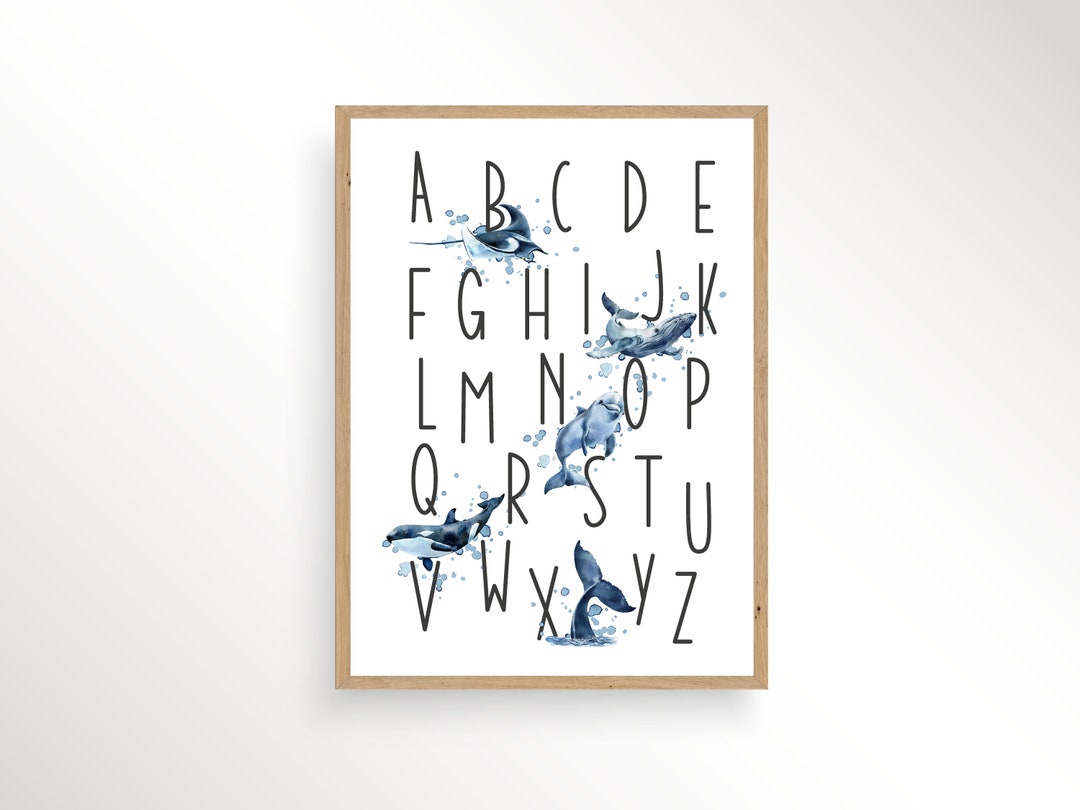 Ocean Alphabet Poster, Sea Animals Alphabet Poster, Nautical Alphabet ...