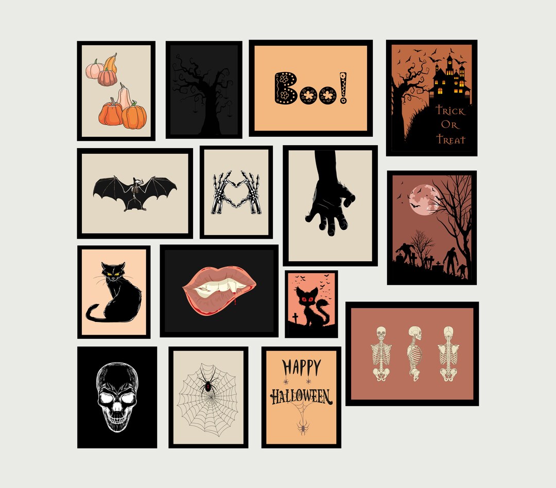 Boho Halloween Printable, Boho Halloween Decor Set of 15, Boho ...