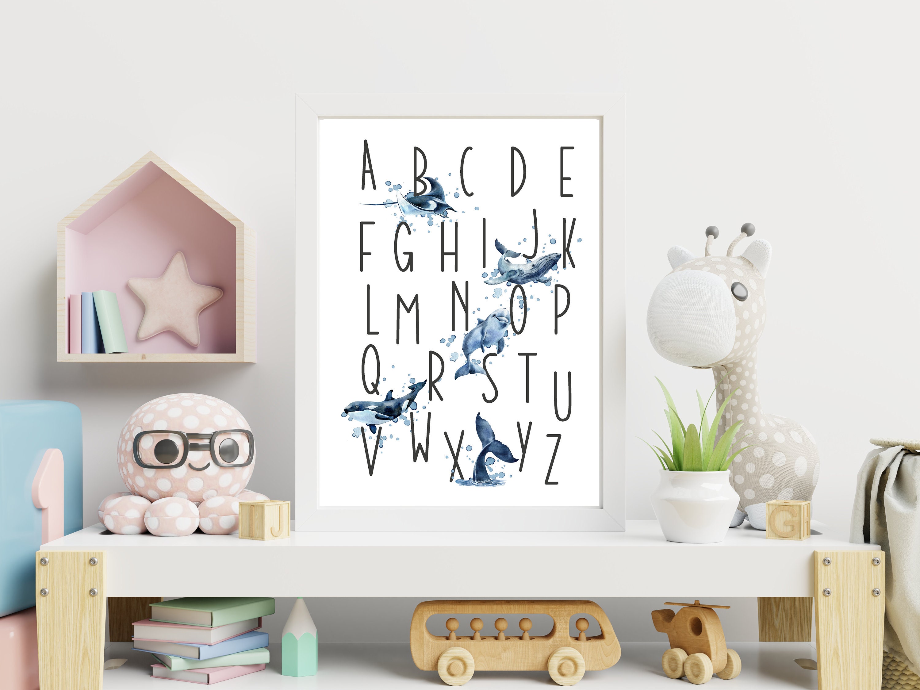 Ocean Alphabet Poster, Sea Animals Alphabet Poster, Nautical Alphabet ...